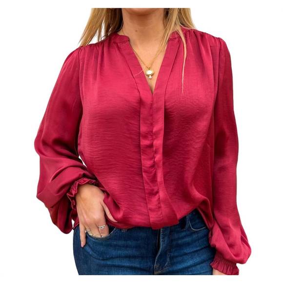 glam | Tops | New Glam Pleated Blouse In Rose Pink | Poshmark